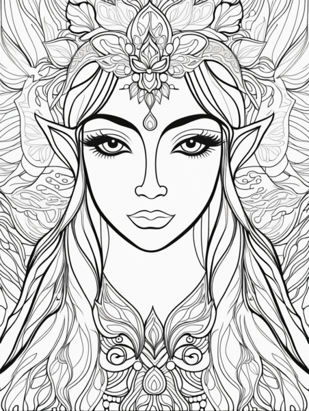 Kolorowanki: Elfy - antystresowe mandale dla dorosłych do druku