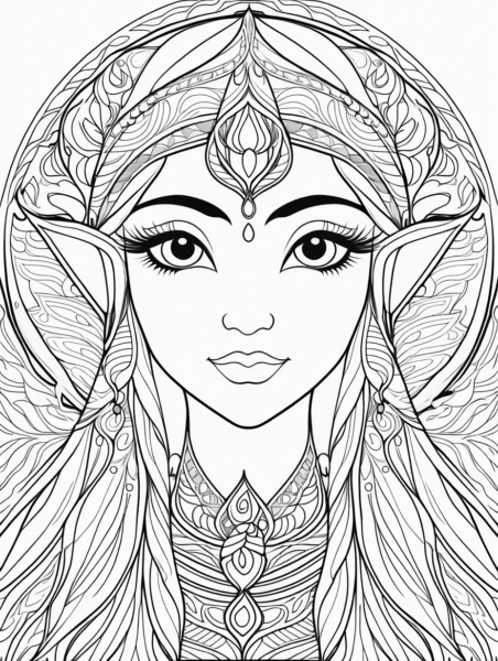 Kolorowanki: Elfy - antystresowe mandale dla dorosłych do druku