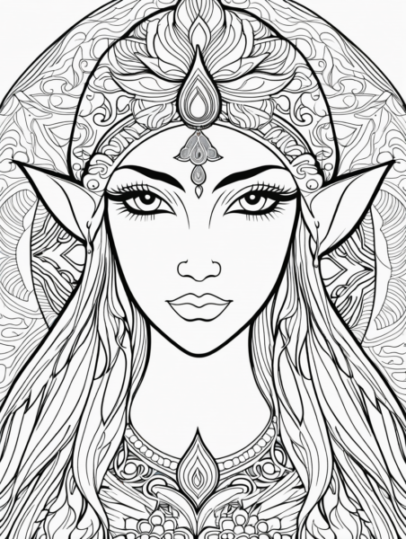 Kolorowanki: Elfy - antystresowe mandale dla dorosłych do druku