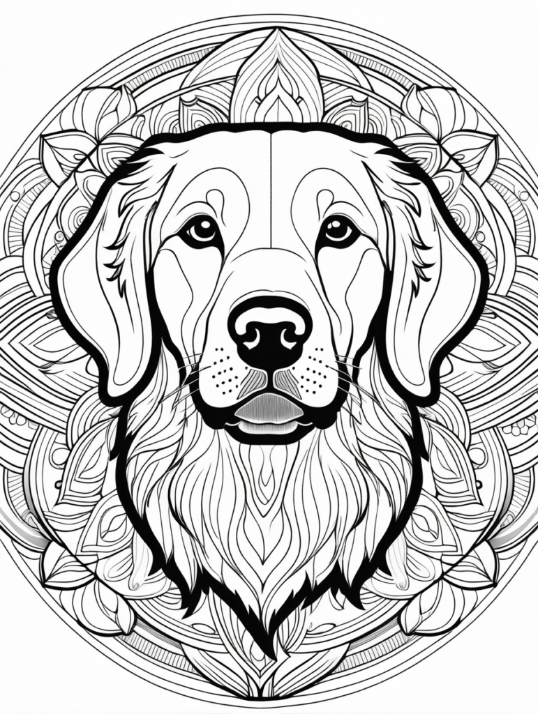 Kolorowanki: Psy - antystresowe mandale dla dorosłych do druku
